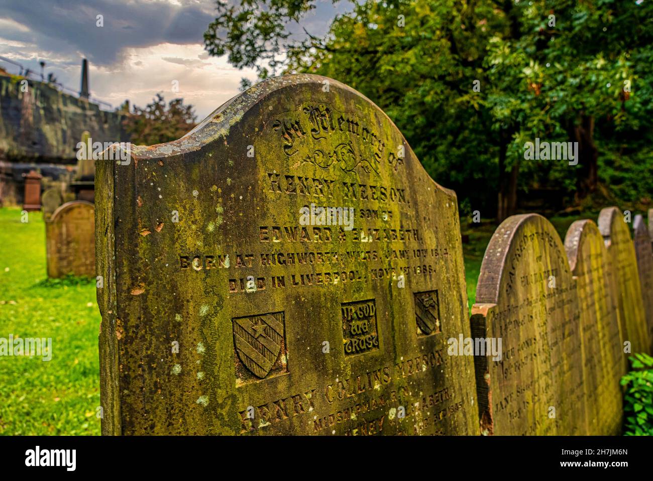 St James's Cemetery with names and information inscribed on gravestone ...