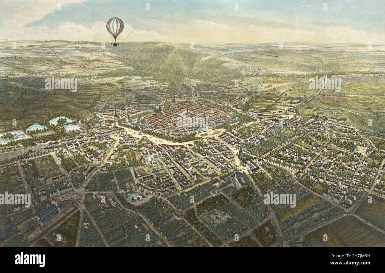 Christian Adolf Eltzner - Leipzig Vogelschaubild (1850 Stock Photo - Alamy