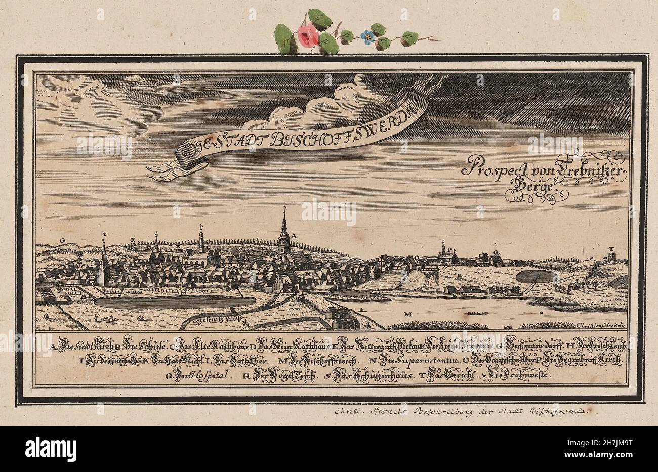 Christian Heckel (1676-1744) - Ansicht von Bischofswerda, Kupferstich ...