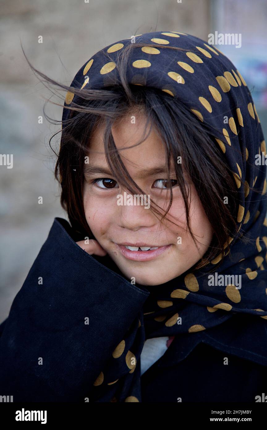 An Afghan girl, at Maslakh camp for internally displaced people, on the ...