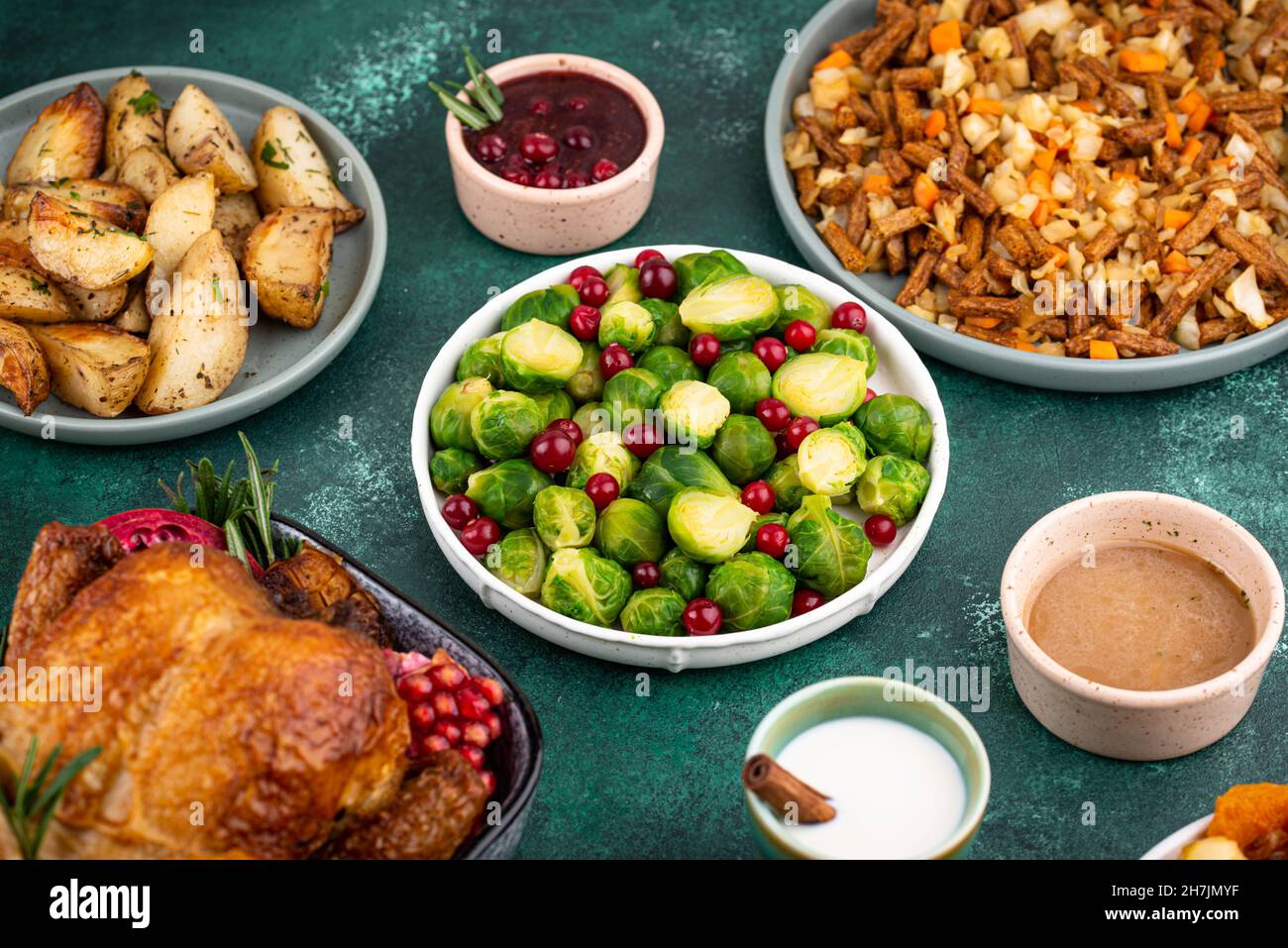 Christmas festive dinner with traditional dishes Stock Photo - Alamy