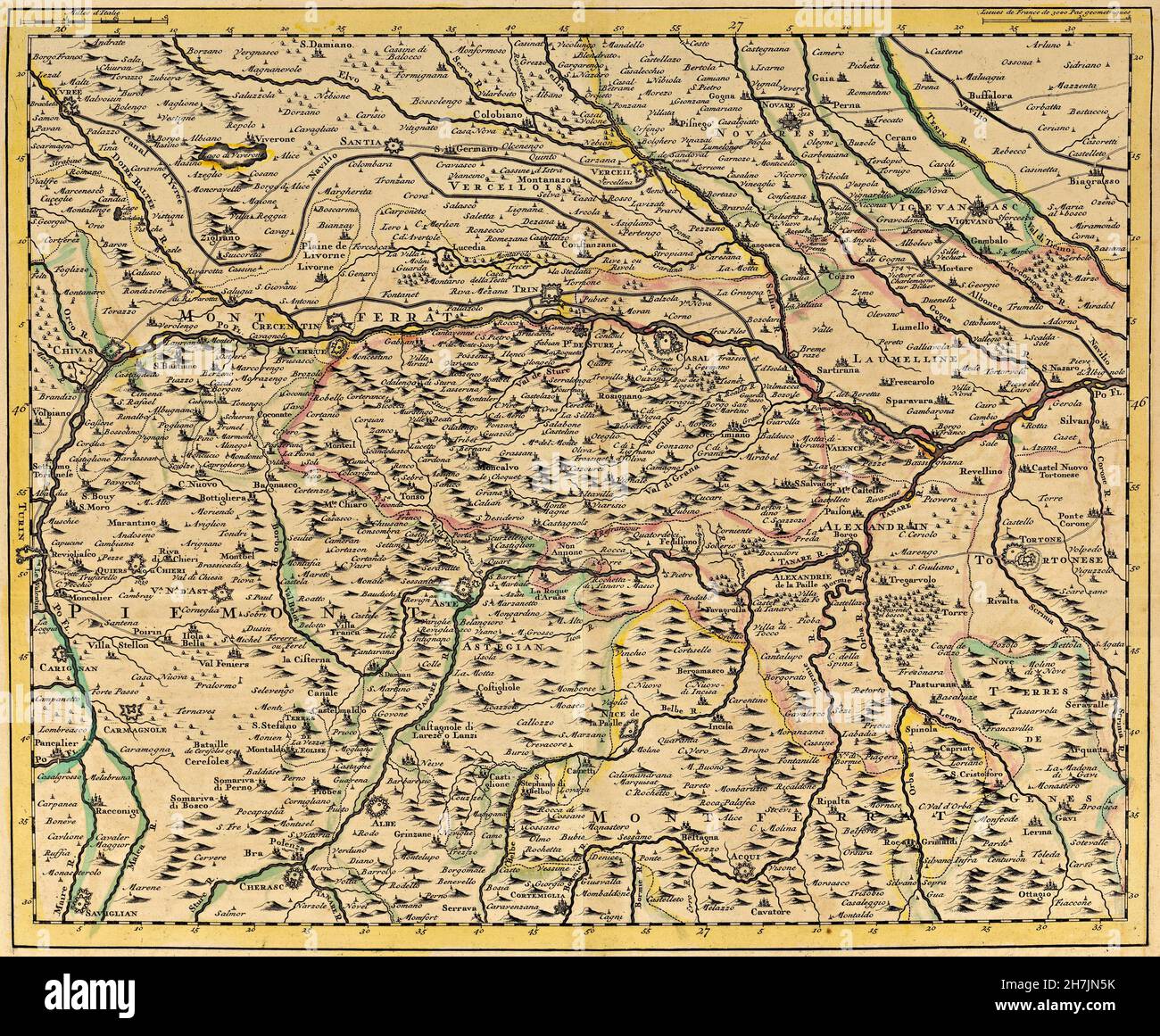 Covens et Mortier - Cours du Po, Piemont-Montferrat (1735 Stock Photo ...