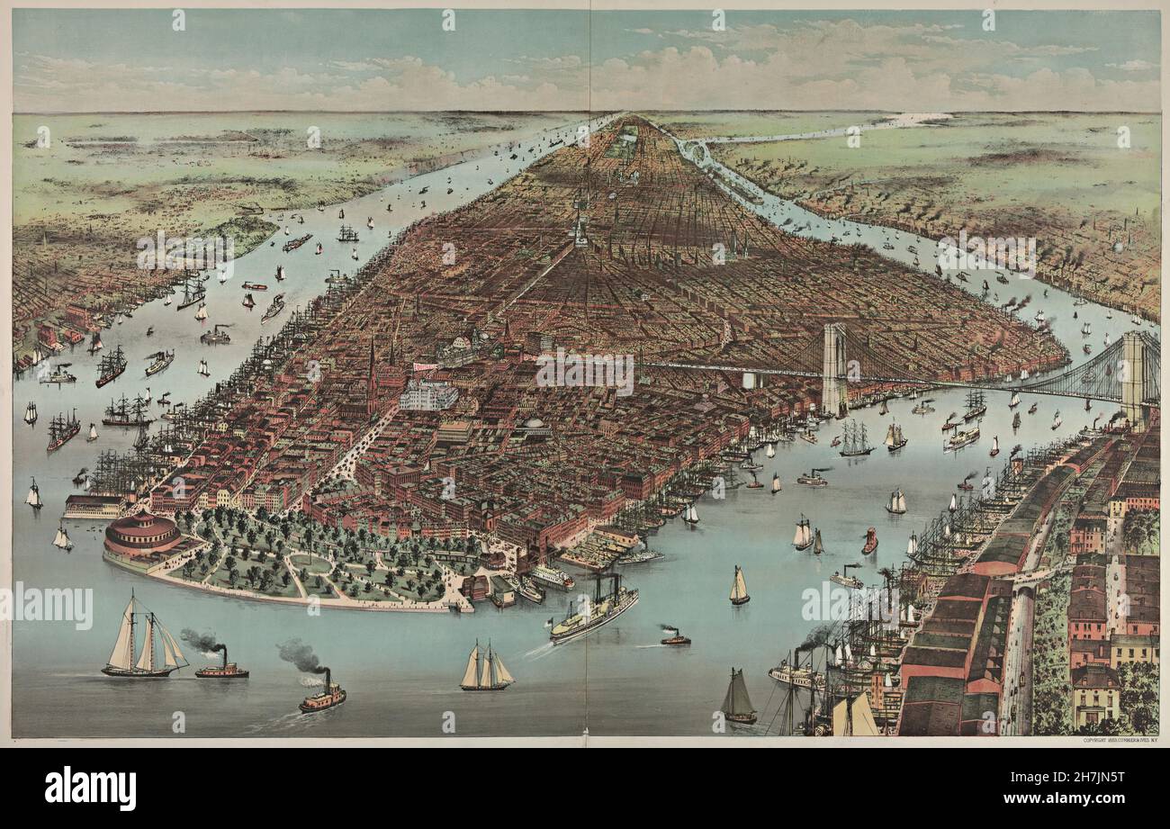 Currier and Ives - New York showing Equitable Life building (1883 Stock ...