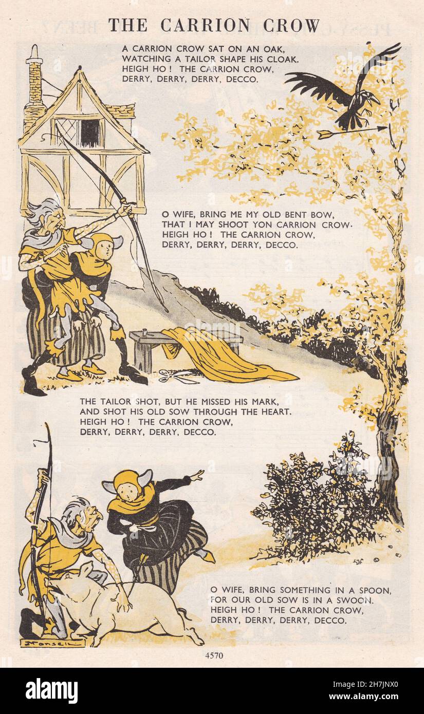Vintage Nursery Rhyme - The Carrion Crow Stock Photo - Alamy