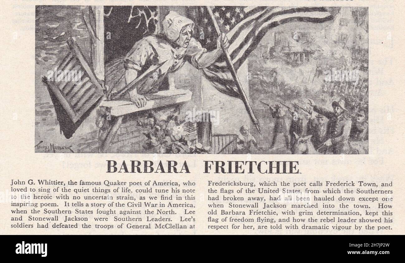 Vintage illustration of Barbara Frietchie - part of American folklore ...