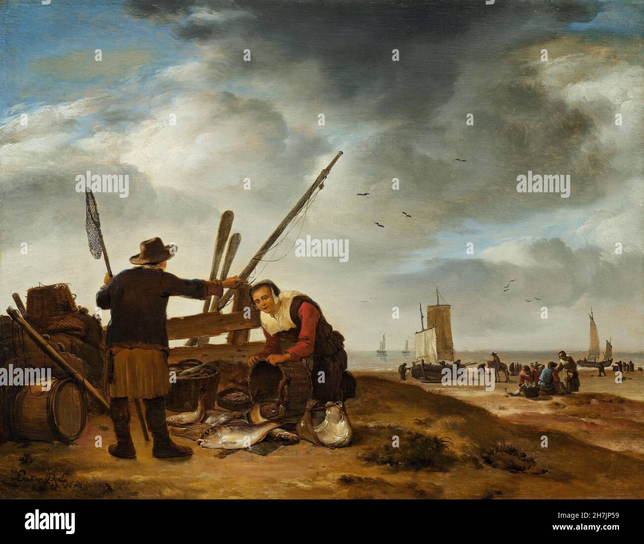 Egbert van der Poel - Fischer am Strand von Scheveningen (1653 Stock ...