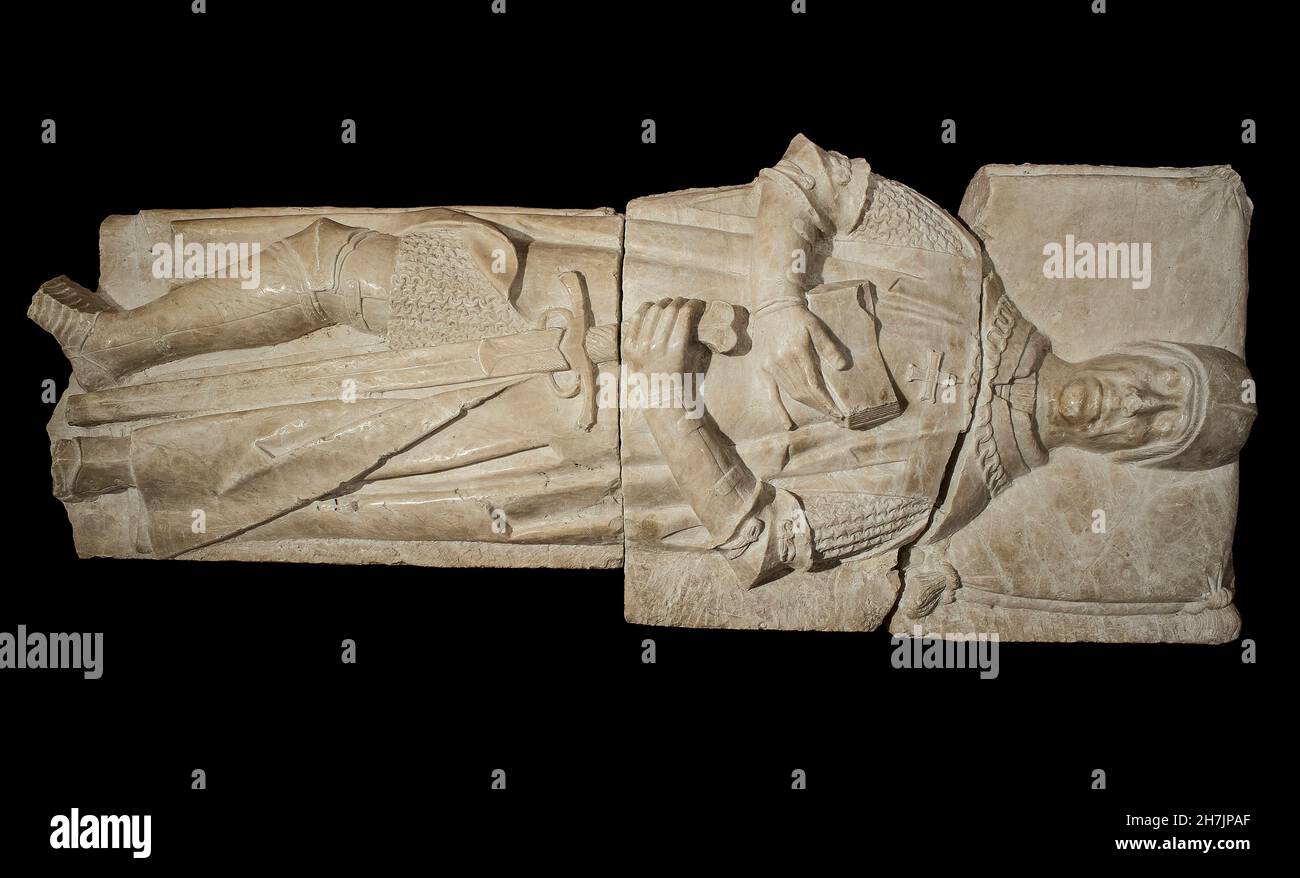 Sepulchral slab of a medieval Knight Stock Photo - Alamy