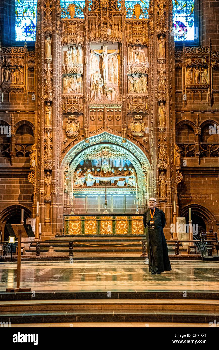 Priest at the Church of Anglican Cathedral of Liverpool Stock Photo - Alamy