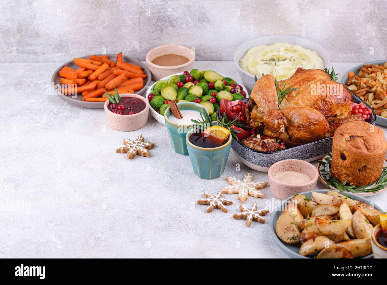 Christmas festive dinner with traditional dishes Stock Photo - Alamy