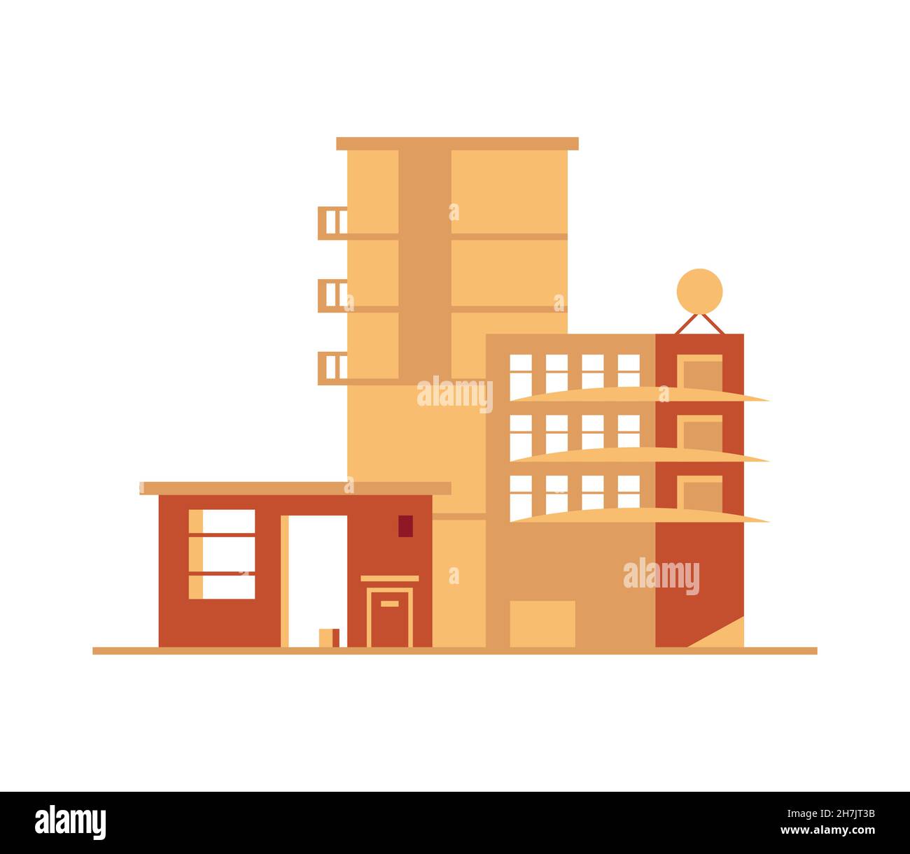 Vector flat illustration, buildings, business center, group of houses ...
