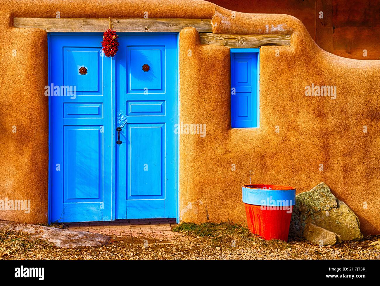 A typical adobe doorway in the southwest Stock Photo - Alamy