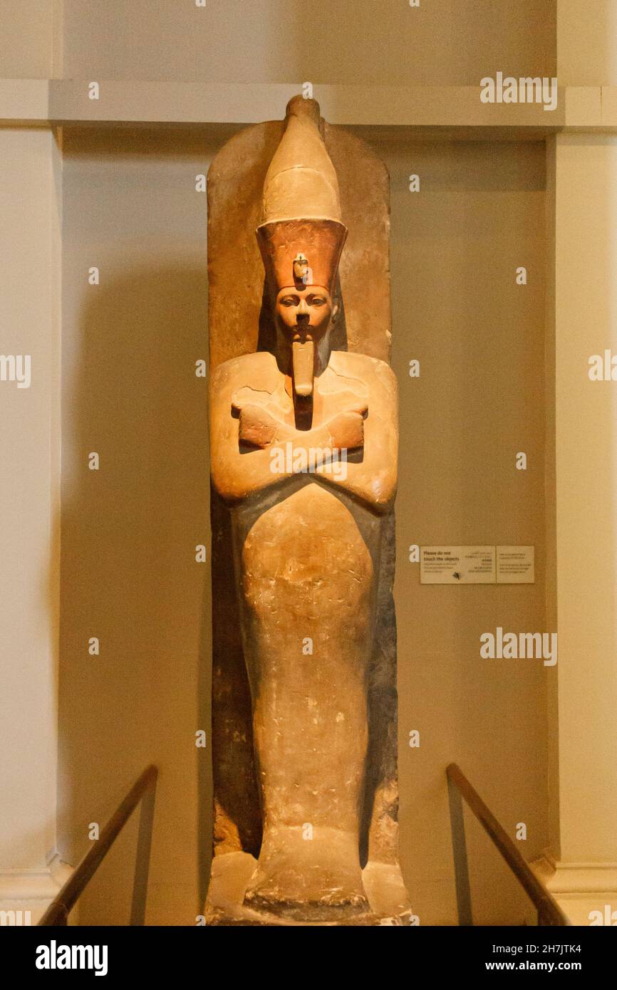 London, United Kingdom; March 16th 2011: Effigy of an Egyptian pharaoh, in the British Museum ...
