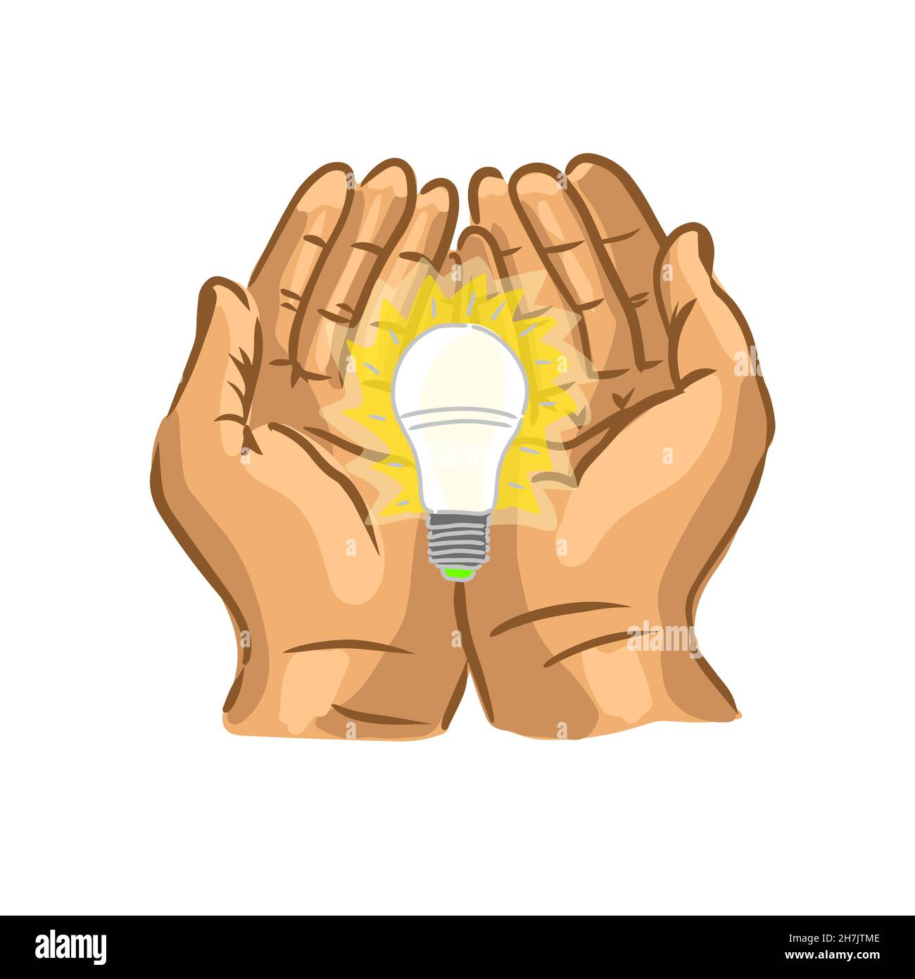 Light bulb in hand. Save energy. Vector illustration Stock Vector Image ...