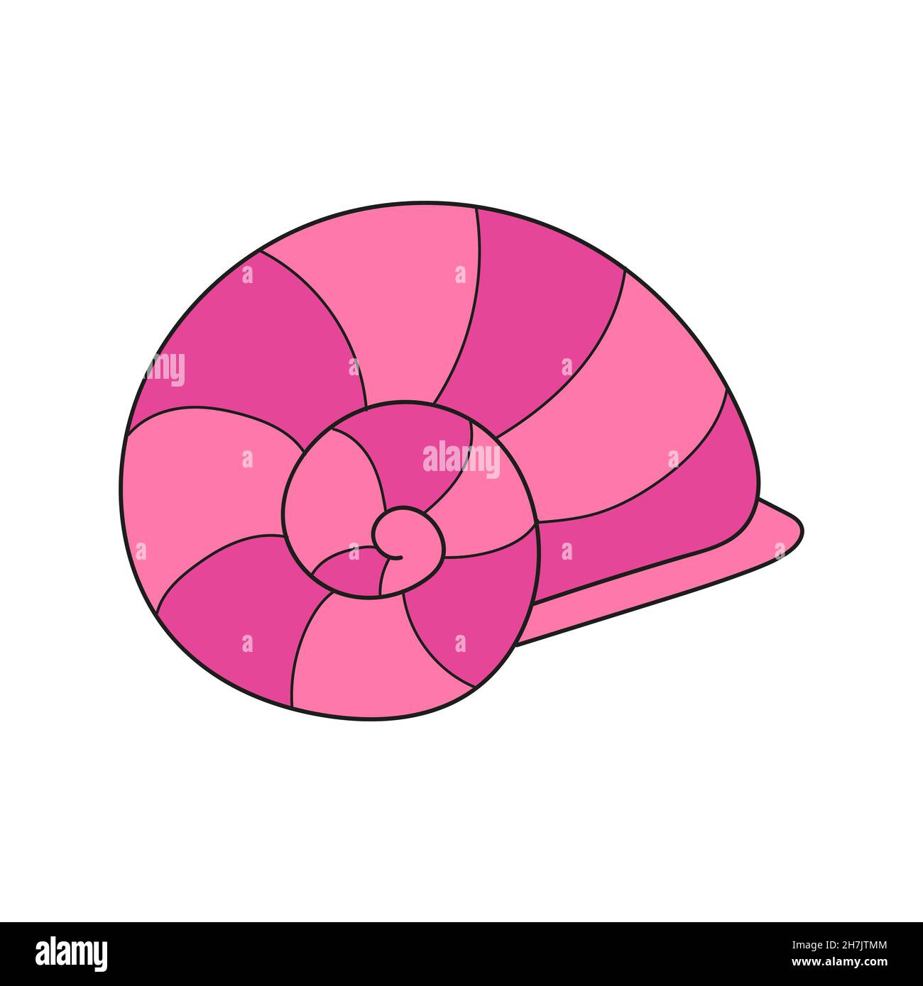 Simple cartoon icon. Round seashell on white isolated background ...