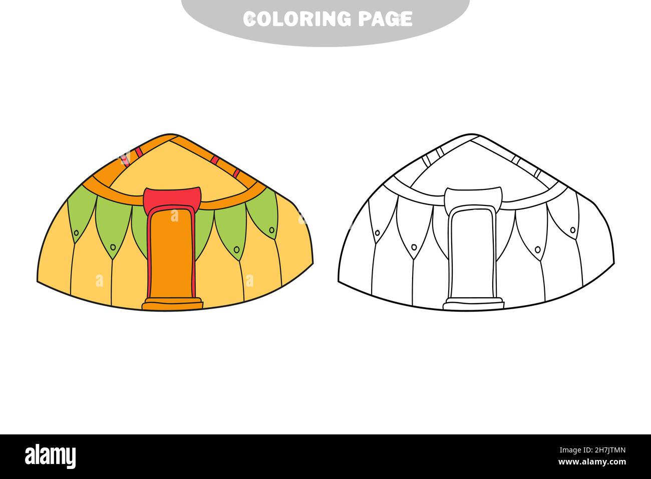 Simple coloring page. Yurt of nomads. Coloring book page for children ...