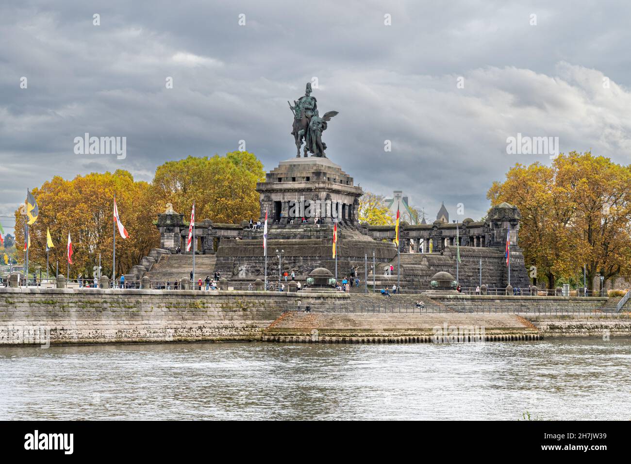 Koblenz were rivers Rhein and Mosel meet. In the foreground the German ...