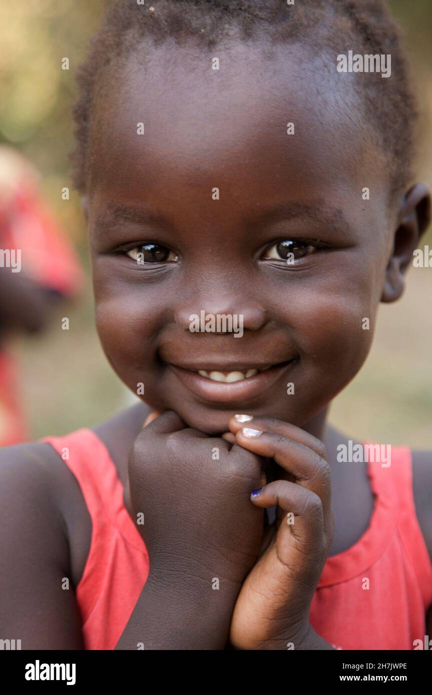 A smiling child, in Munuki neighbourhood, in Juba, the capital of South ...