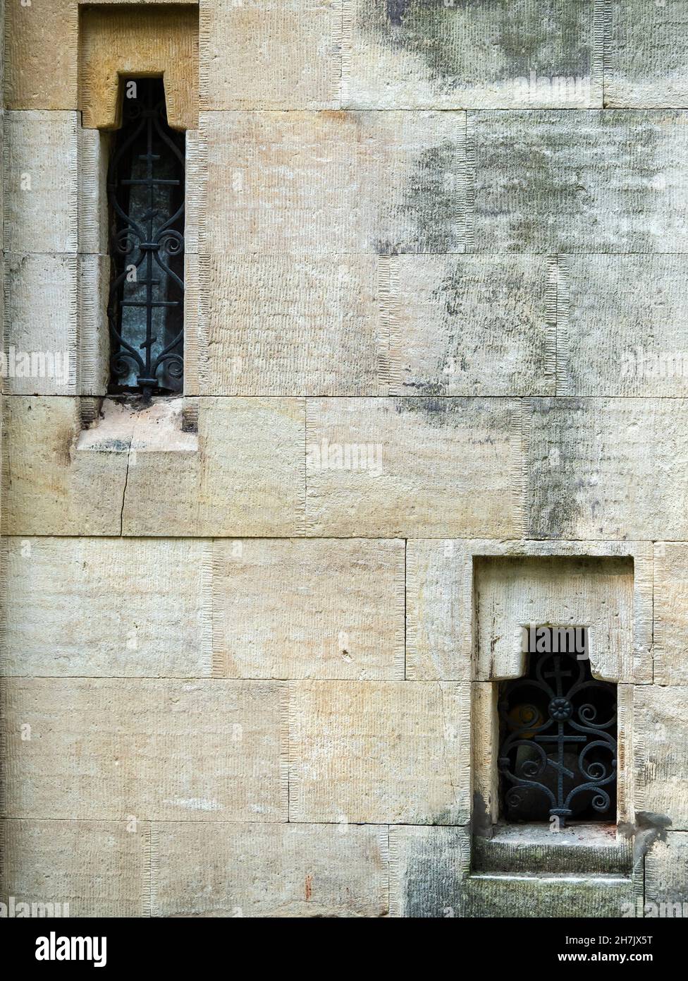 Landscape with a lattice windows in the wall Stock Photo - Alamy