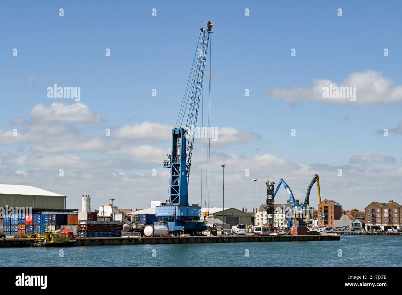 Poole, Dorset, England - June 2021: Large mobile crane in the docks in ...
