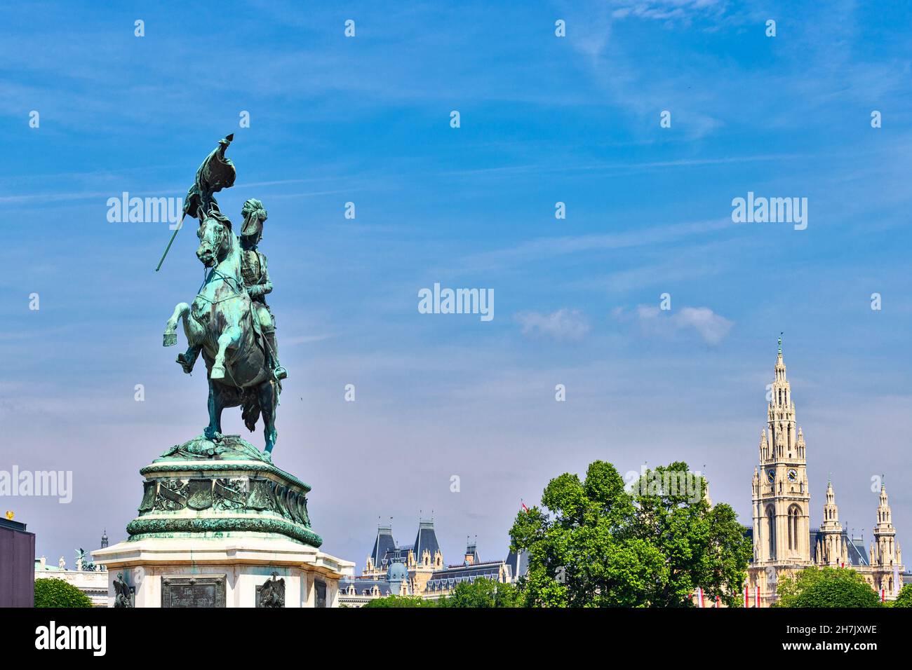 Equestrian statue of Archduke Charles placed on Heroes Square with the ...