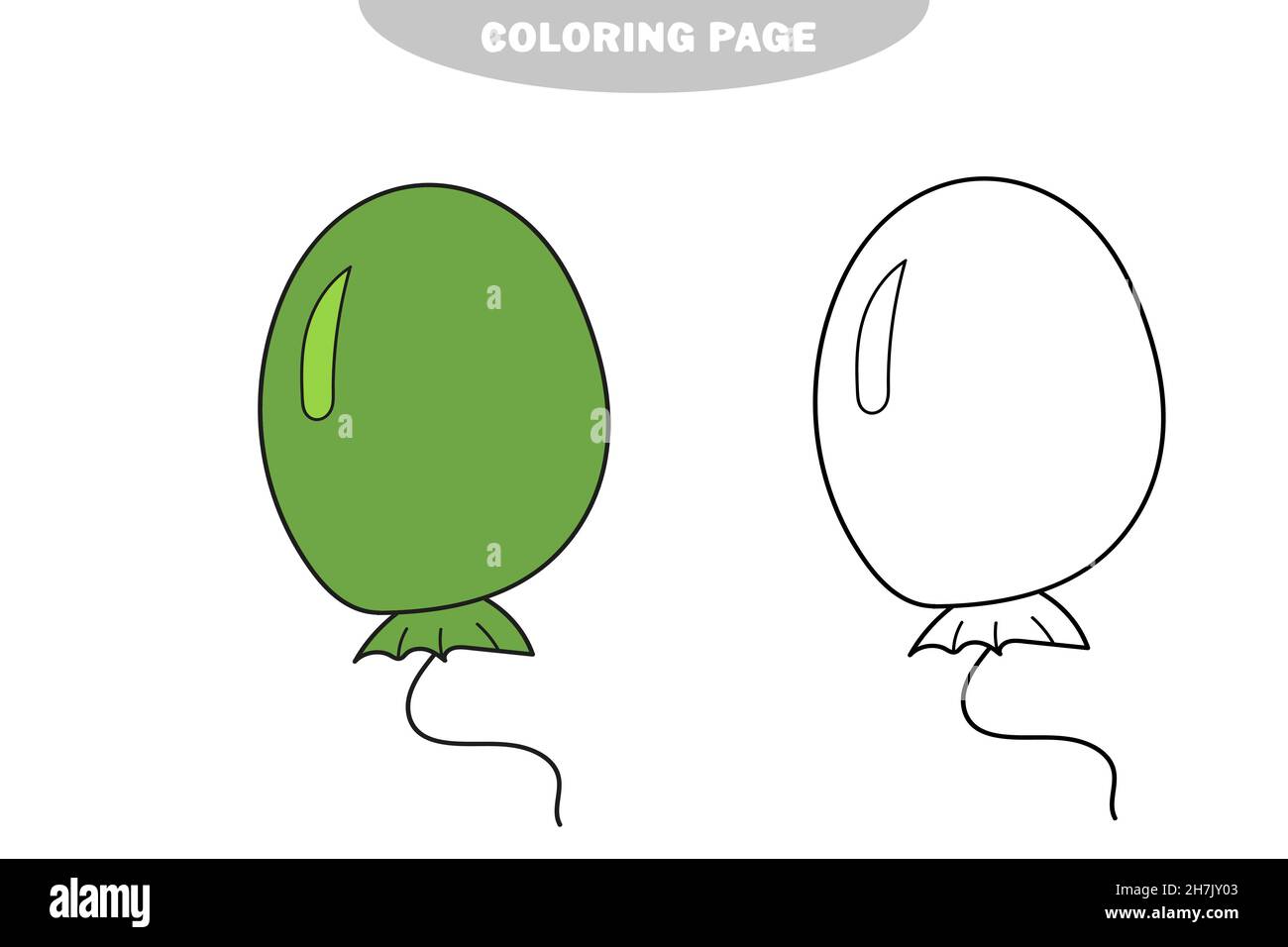 Simple coloring page. Balloon simple drawing outline for coloring book ...