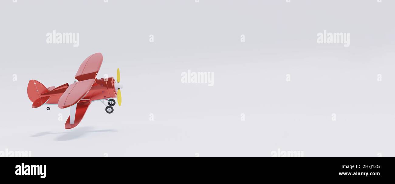 Small propeller plane take off. Banner with copy space. Air transport ...