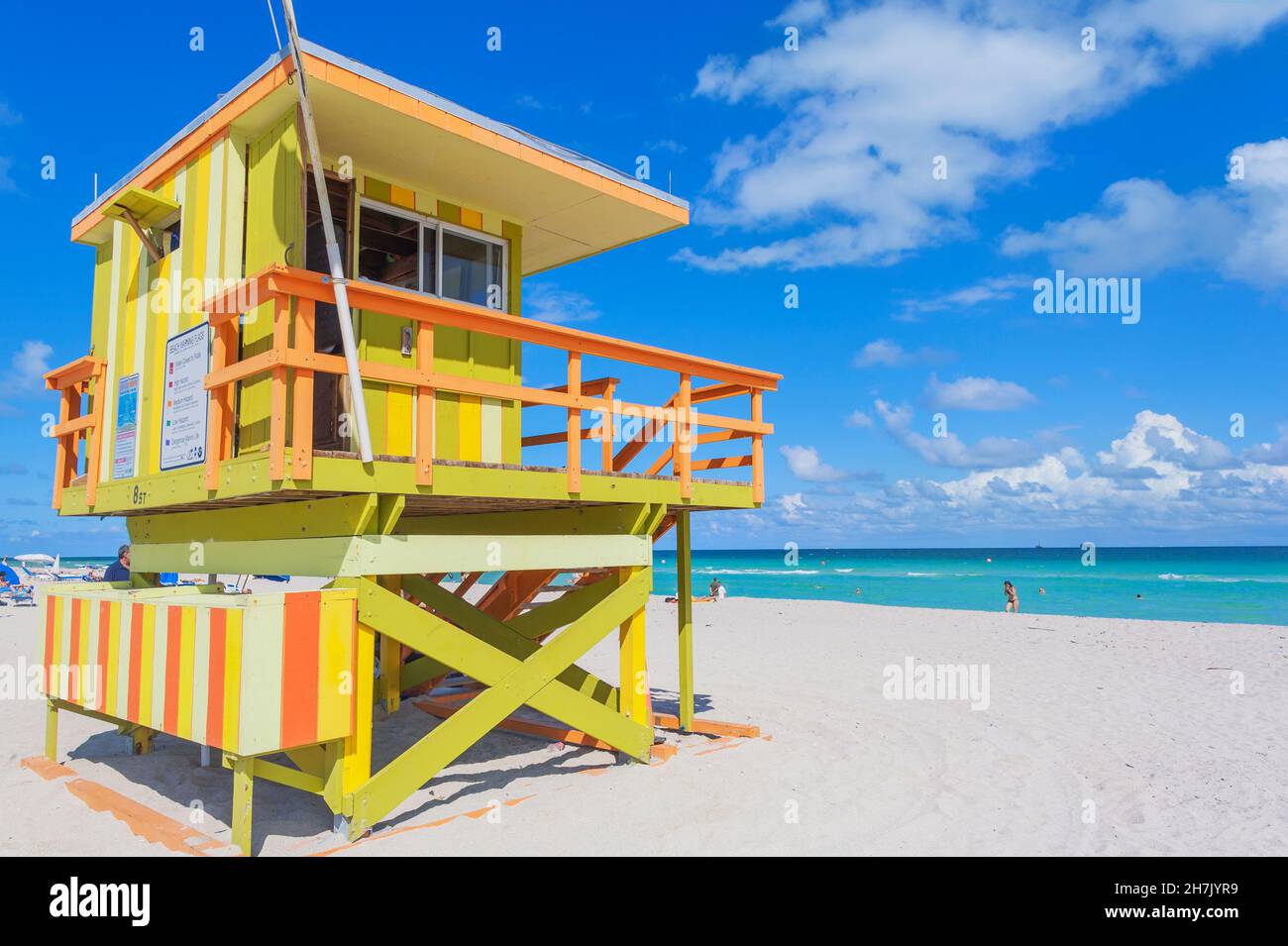Art Deco Lifeguard hut on South Beach, Ocean Drive, Miami Beach, Miami ...