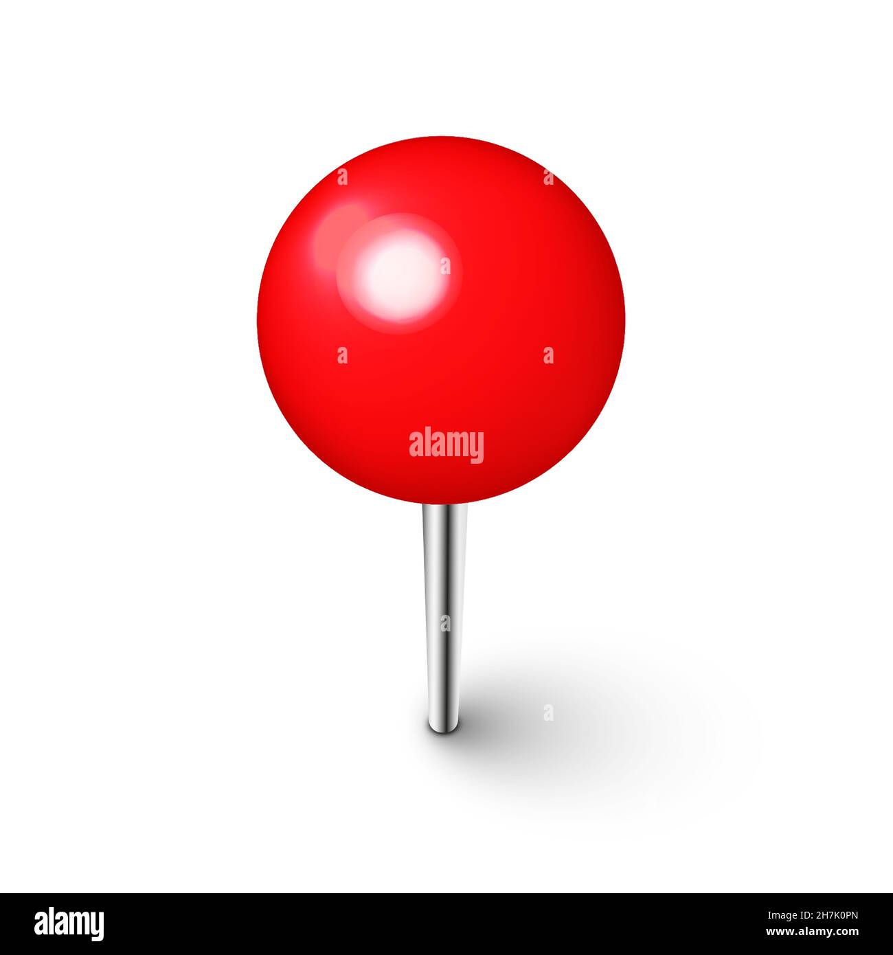 Realistic red push pin. Board tack isolated on white background ...