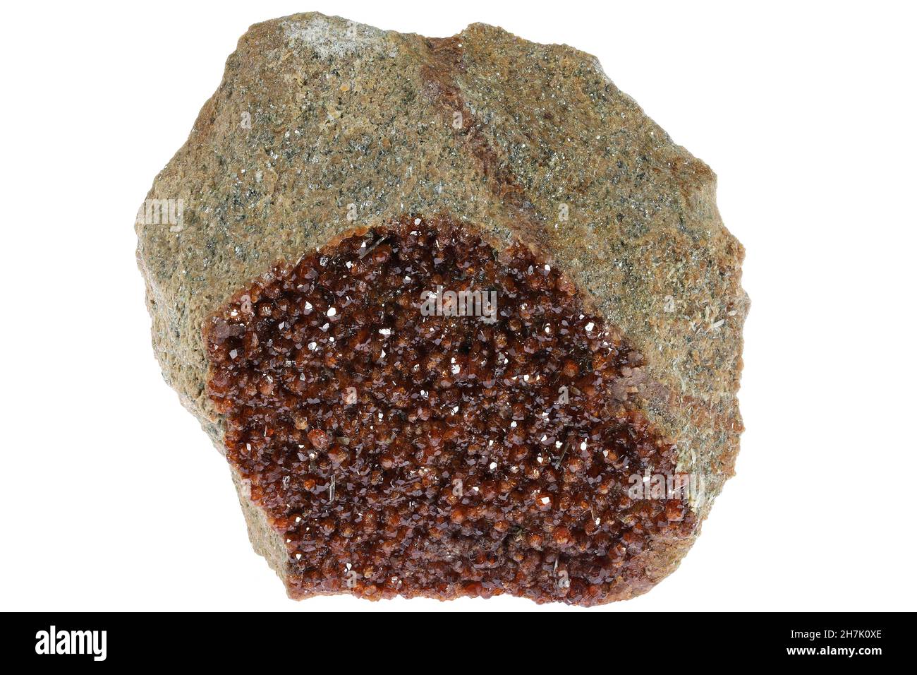 hessonite from Bellecombe, Aosta Valley, Italy isolated on white ...