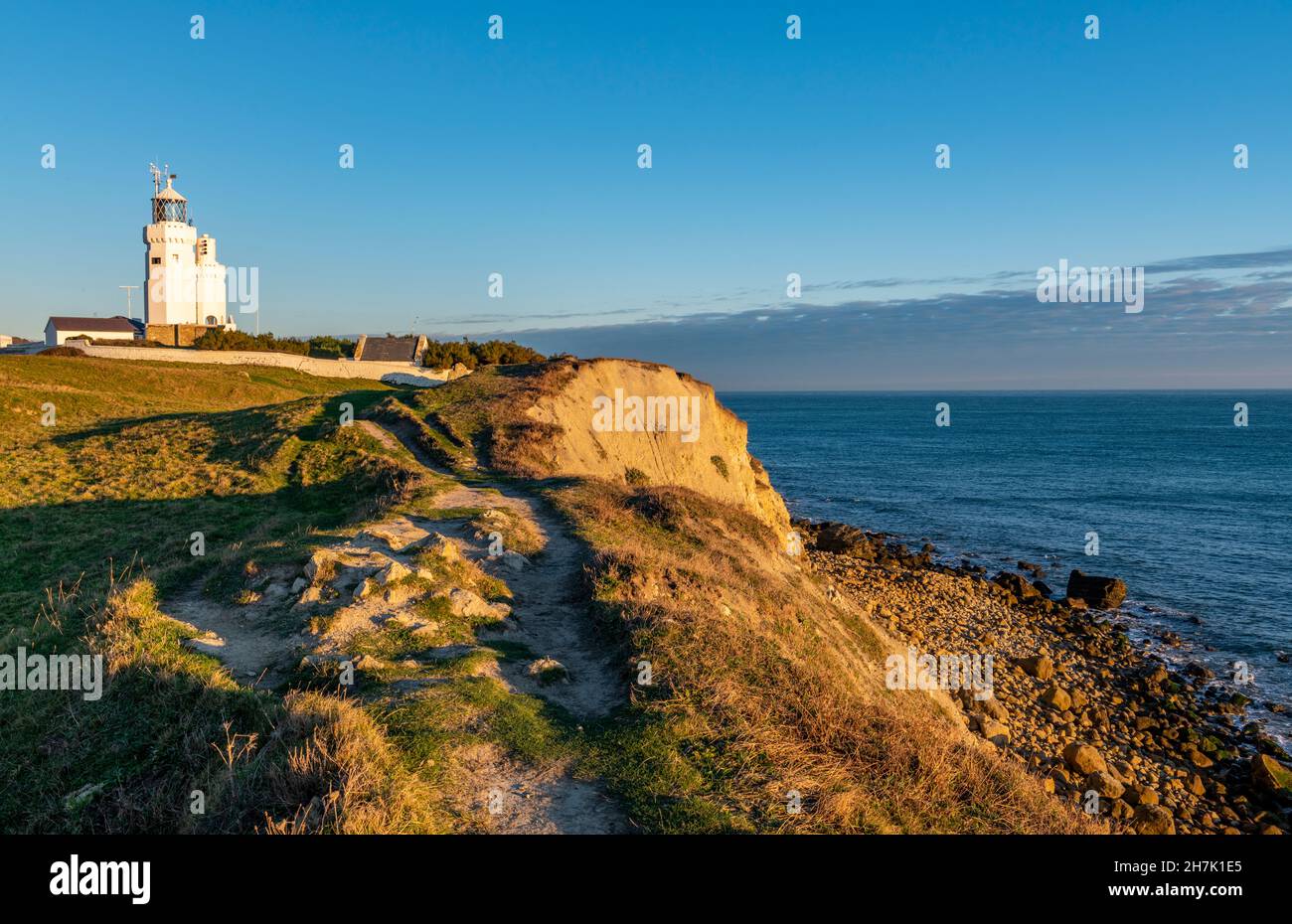 st catherine's point lighthouse on the coastline of the isle of wight ...