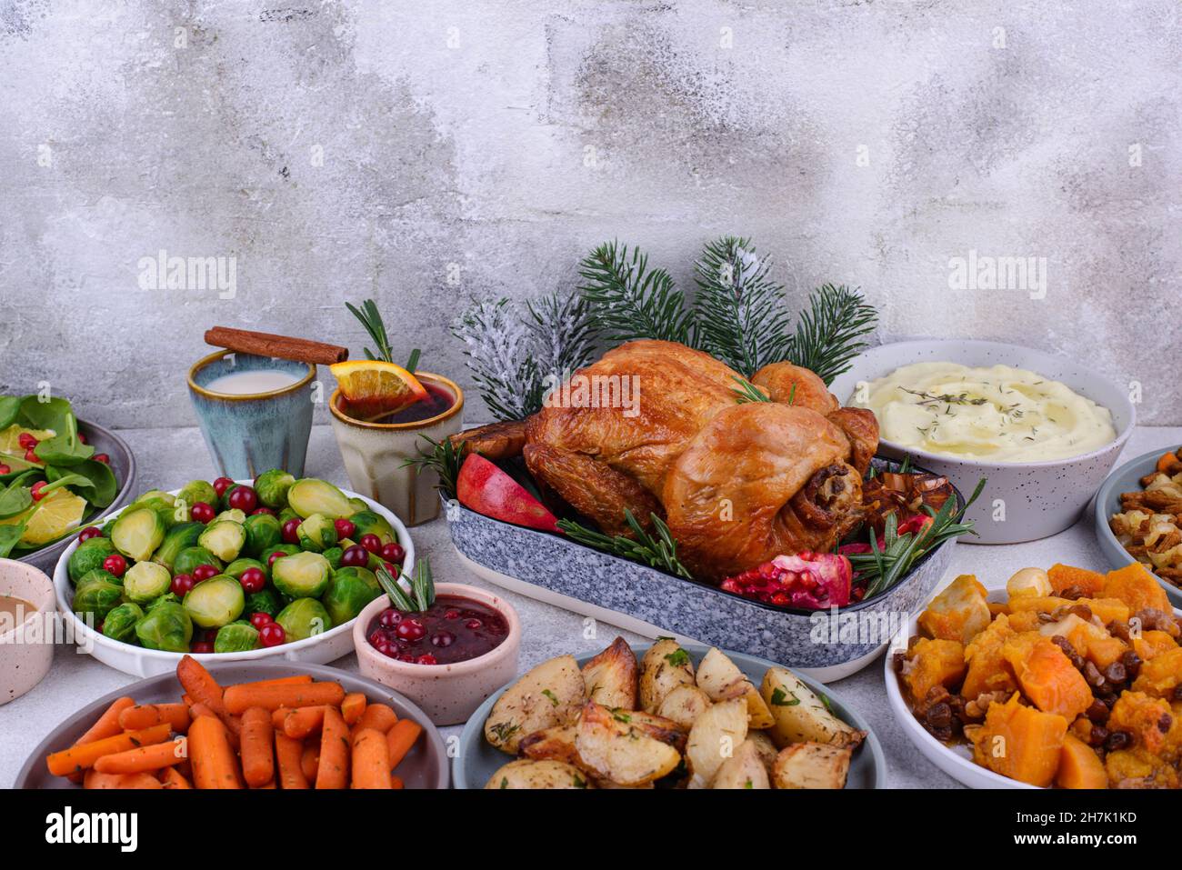 Christmas festive dinner with traditional dishes Stock Photo - Alamy