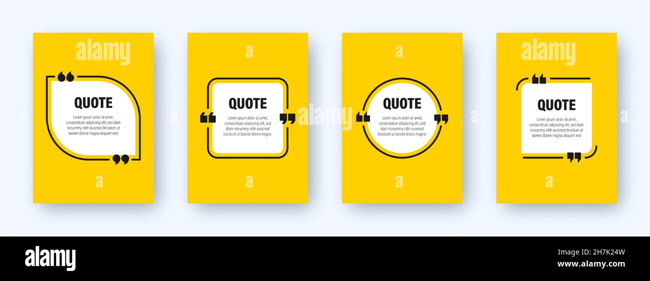 Set of modern yellow banners with quote frames. Speech bubbles with ...
