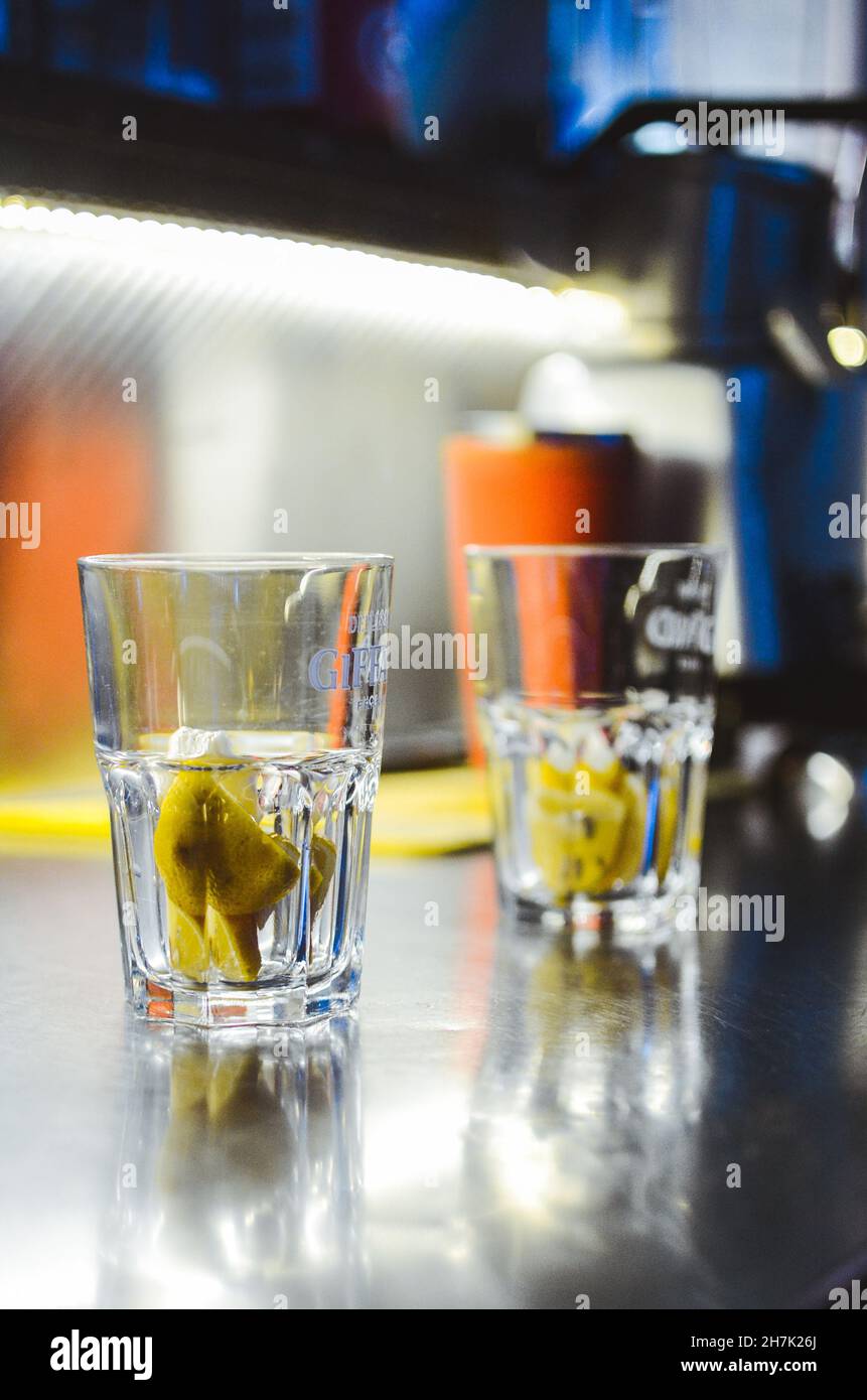 Vertical shot of cocktails at a bar in a restaurant Stock Photo - Alamy