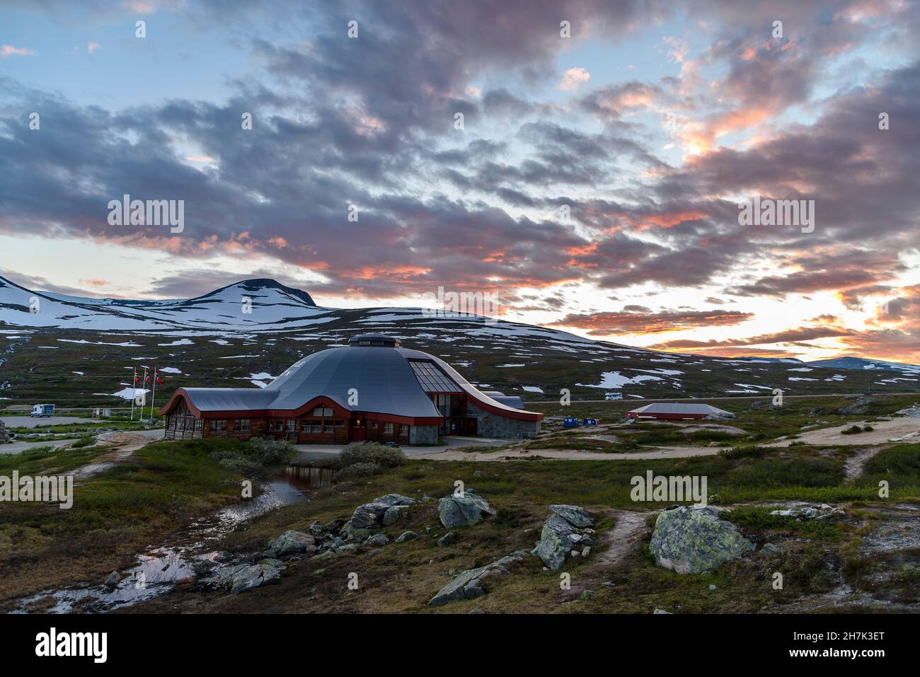 Saltfjell with the center of the Arctic Circle on the E6 road, Norway ...