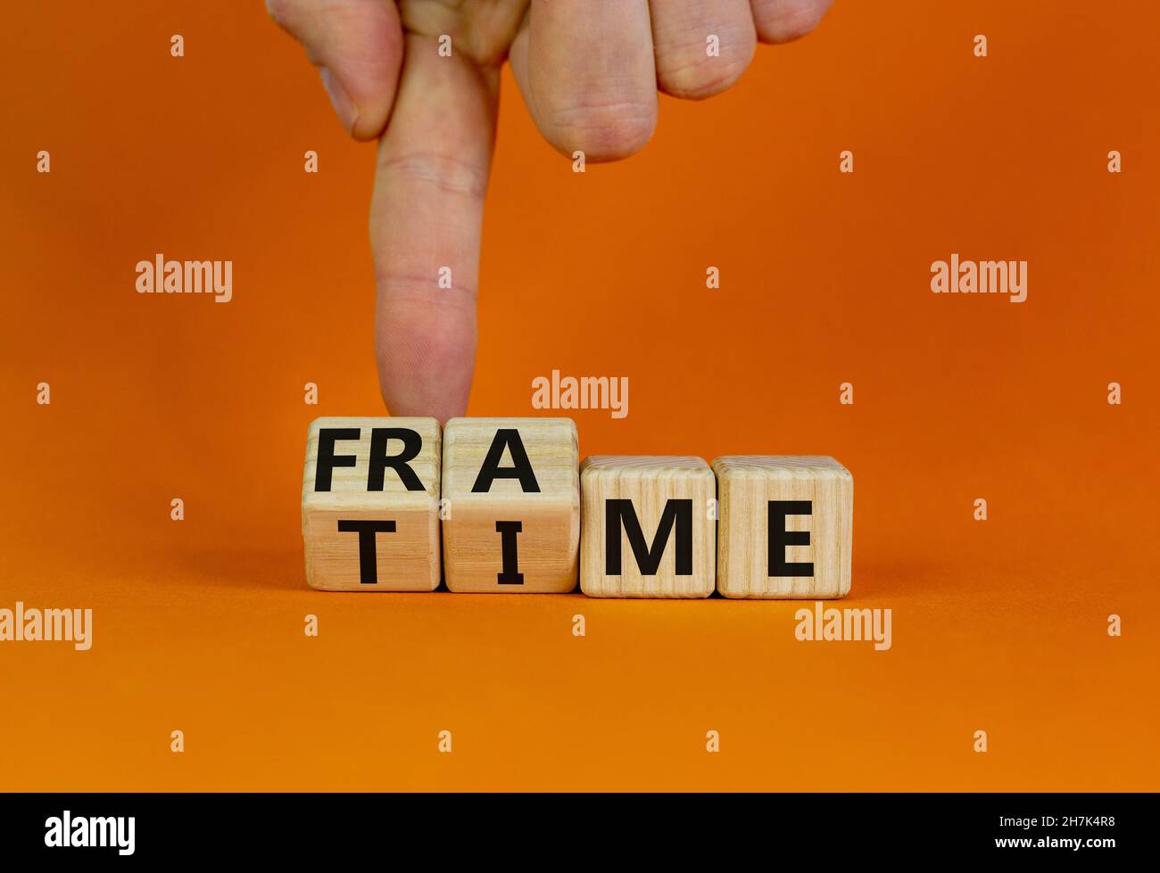 Time frame symbol. Businessman turns wooden cubes and change the ...