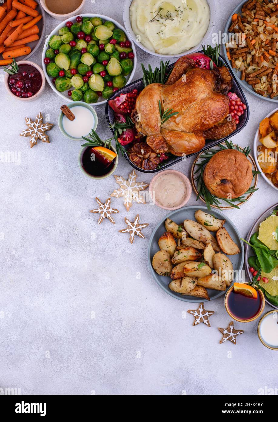 Christmas festive dinner with traditional dishes Stock Photo - Alamy