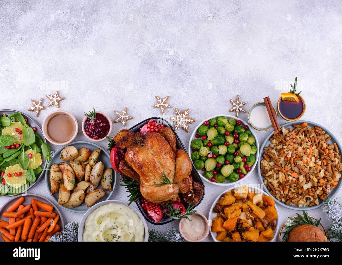 Christmas festive dinner with traditional dishes Stock Photo - Alamy