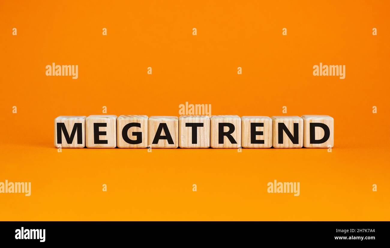 Megatrend symbol. The concept word Megatrend on wooden cubes. Beautiful ...