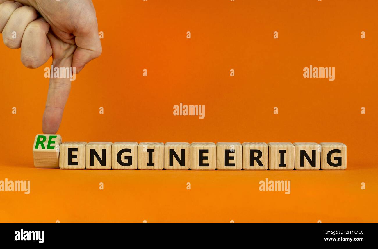 Engineering or reengineering symbol. Engineer turns cubes and changes ...