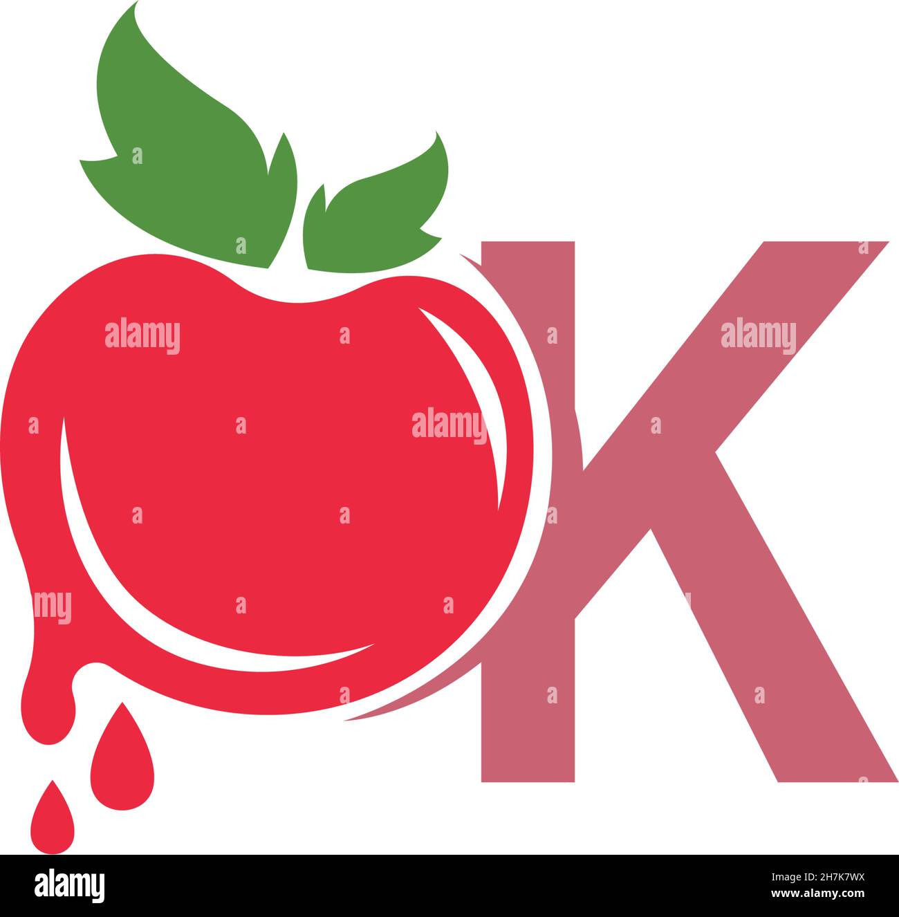 Letter K with tomato icon logo design template illustration vector ...
