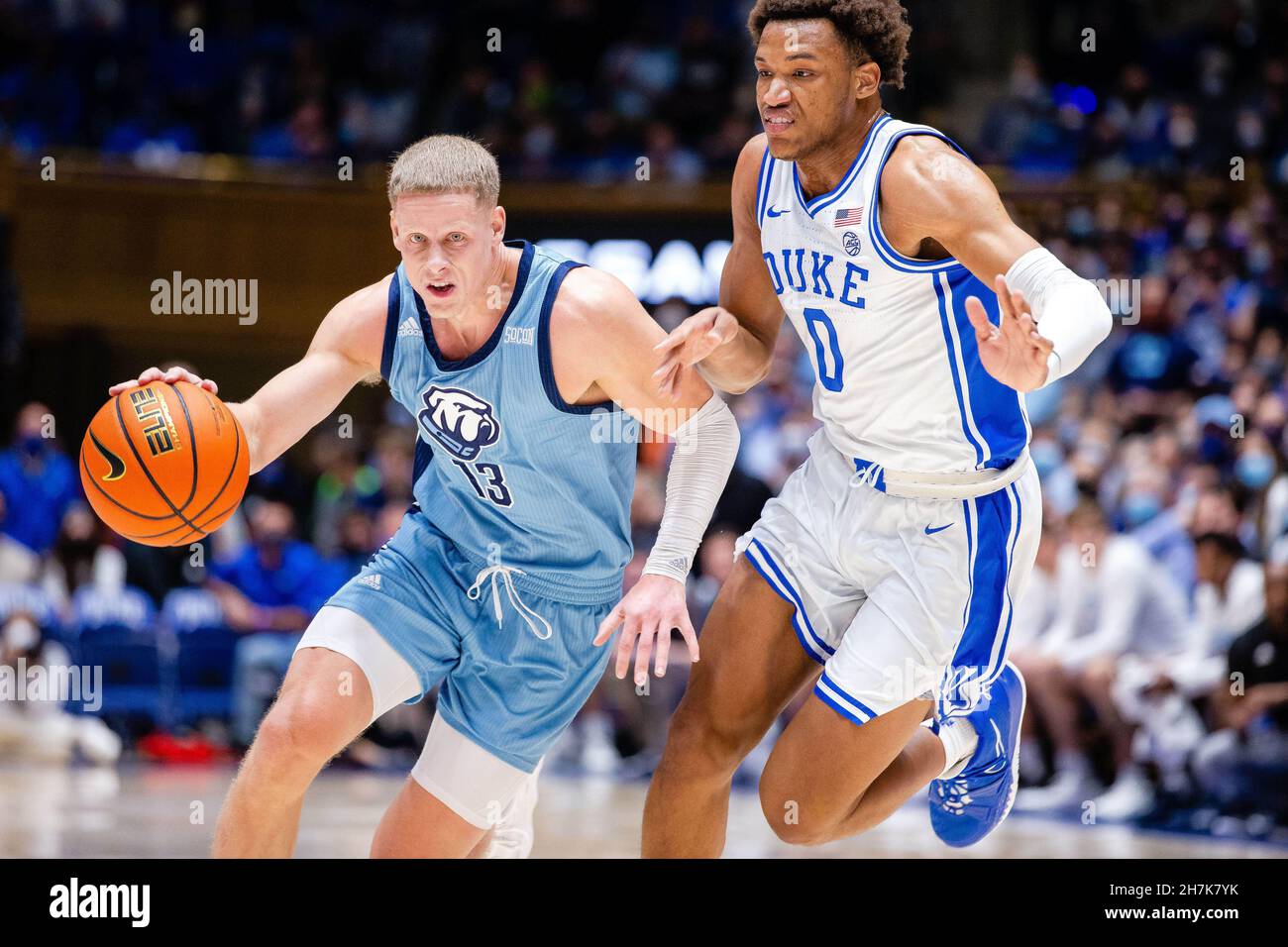November 22, 2021: Citadel Bulldogs guard Tyler Moffe (13) drives past ...