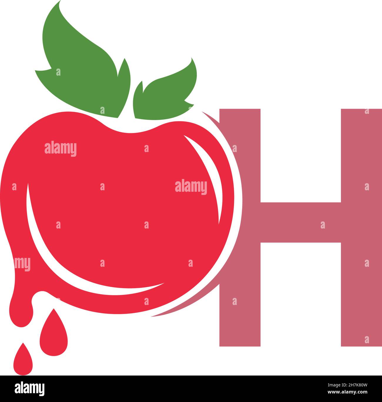 Letter H with tomato icon logo design template illustration vector ...