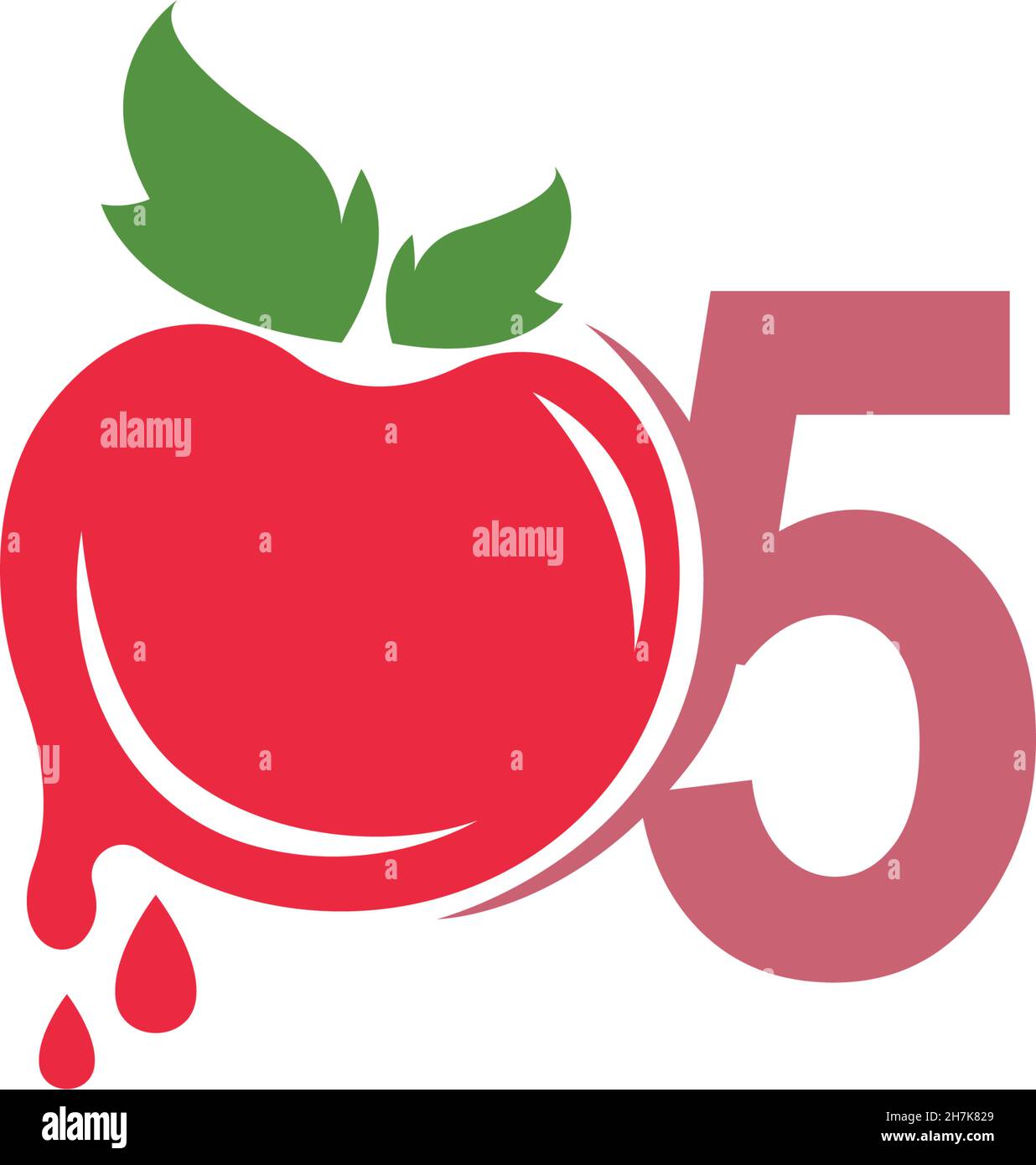 Number 5 with tomato icon logo design template illustration vector ...