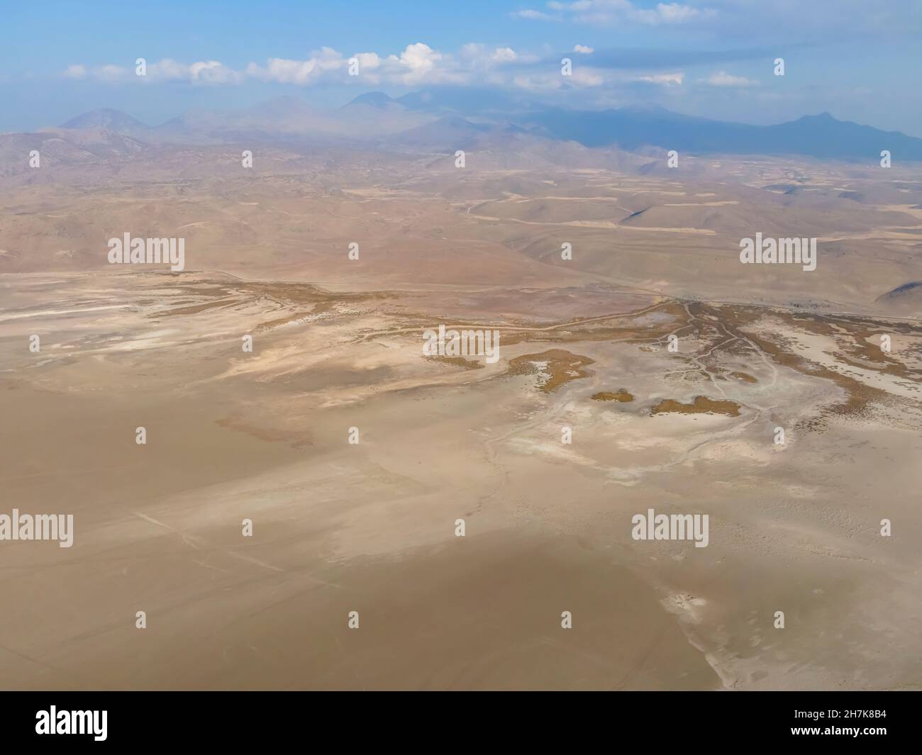 Aerial view of a dry and a Death Valley field as a result of global ...
