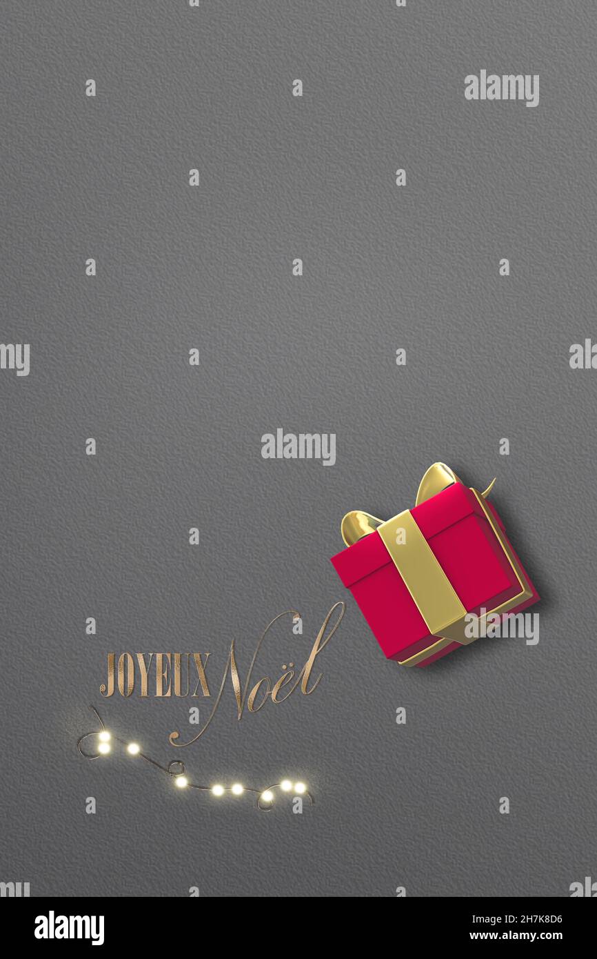 Minimalist Merry Christmas in French language. Joyeux Noel modern ...