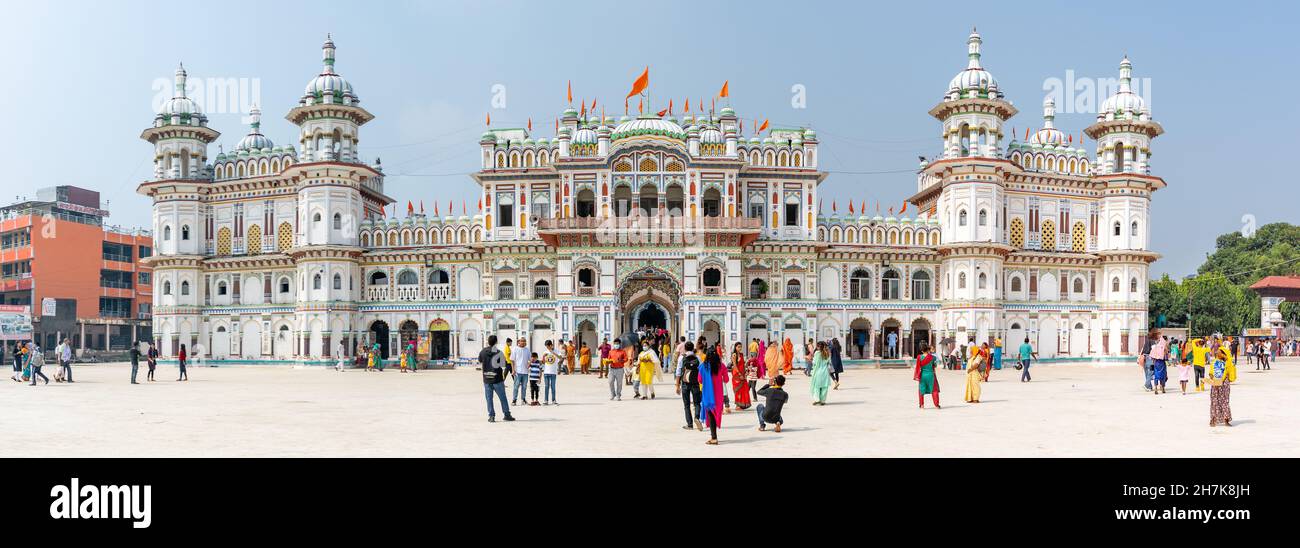 JANAKPUR, NEPAL - Oct 22, 2021: A Beautiful view of an ornate Janaki ...
