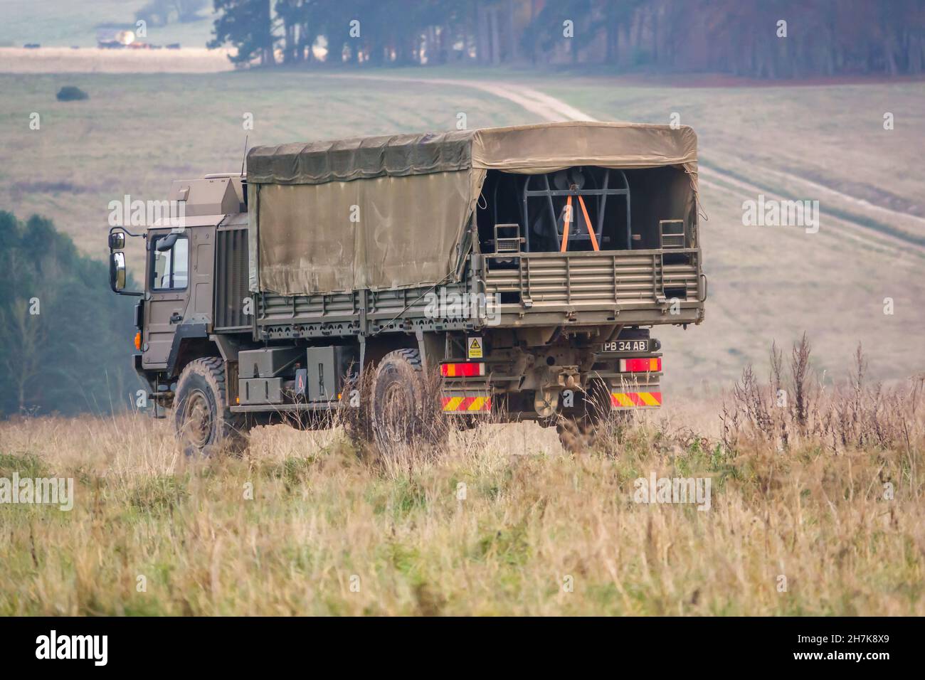 British army MAN SV 4x4 utility support vehicle in action on a military ...