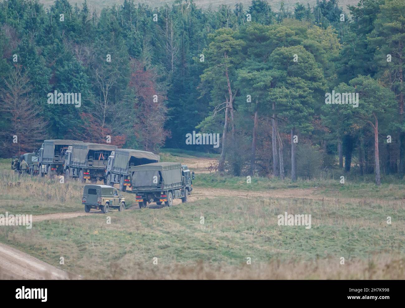 British army utility support vehicle in action on a military exercise ...