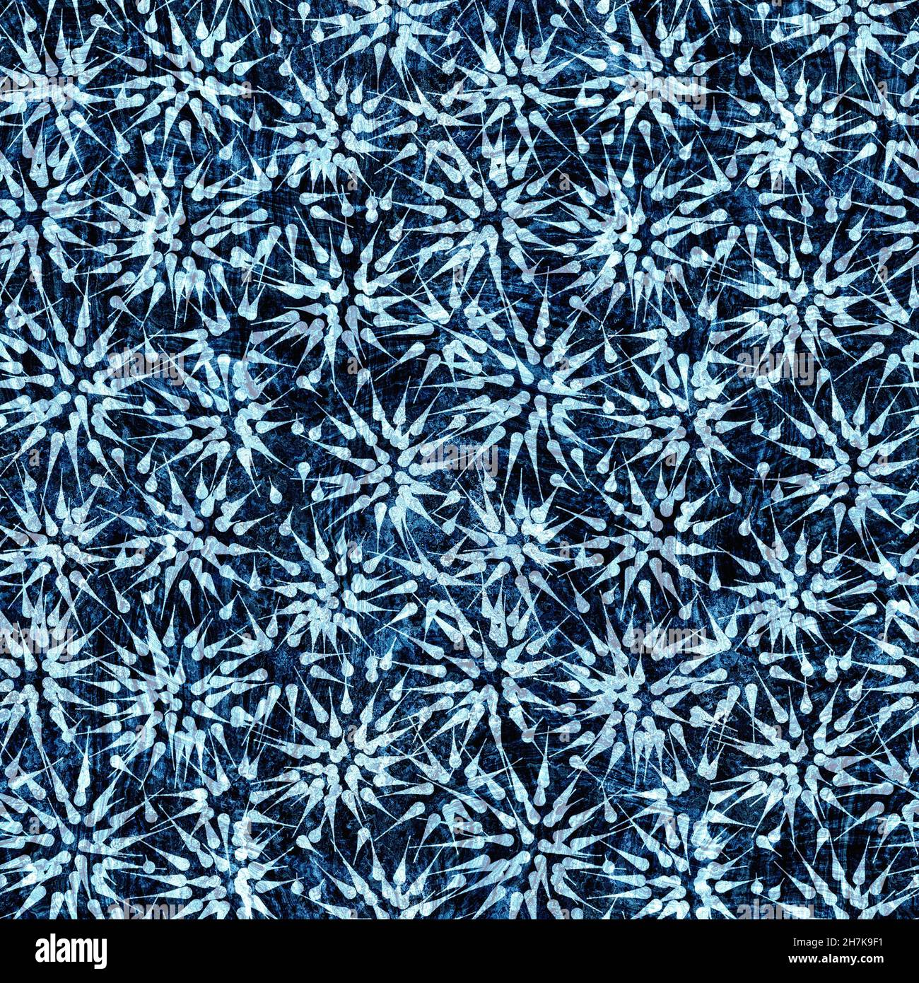 Seamless indigo block print texture on navy blue woven effect ...