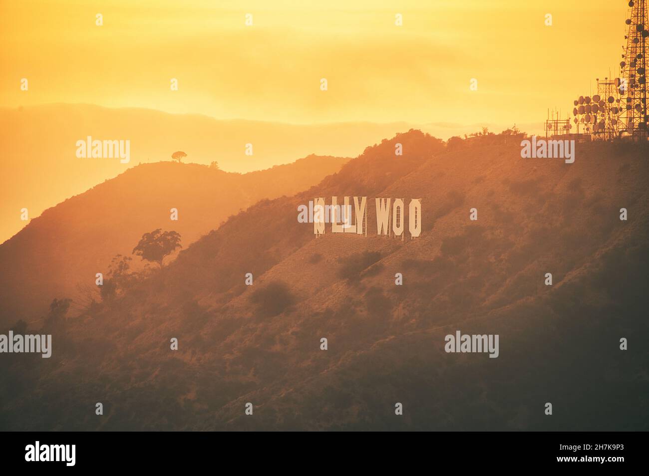 Sunset Over Hollywood Sign